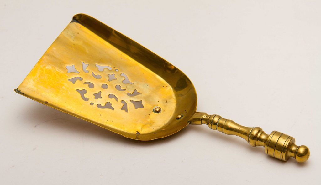 Brass decorative shovel cut out pattern fireside coal shovel fireplace ...
