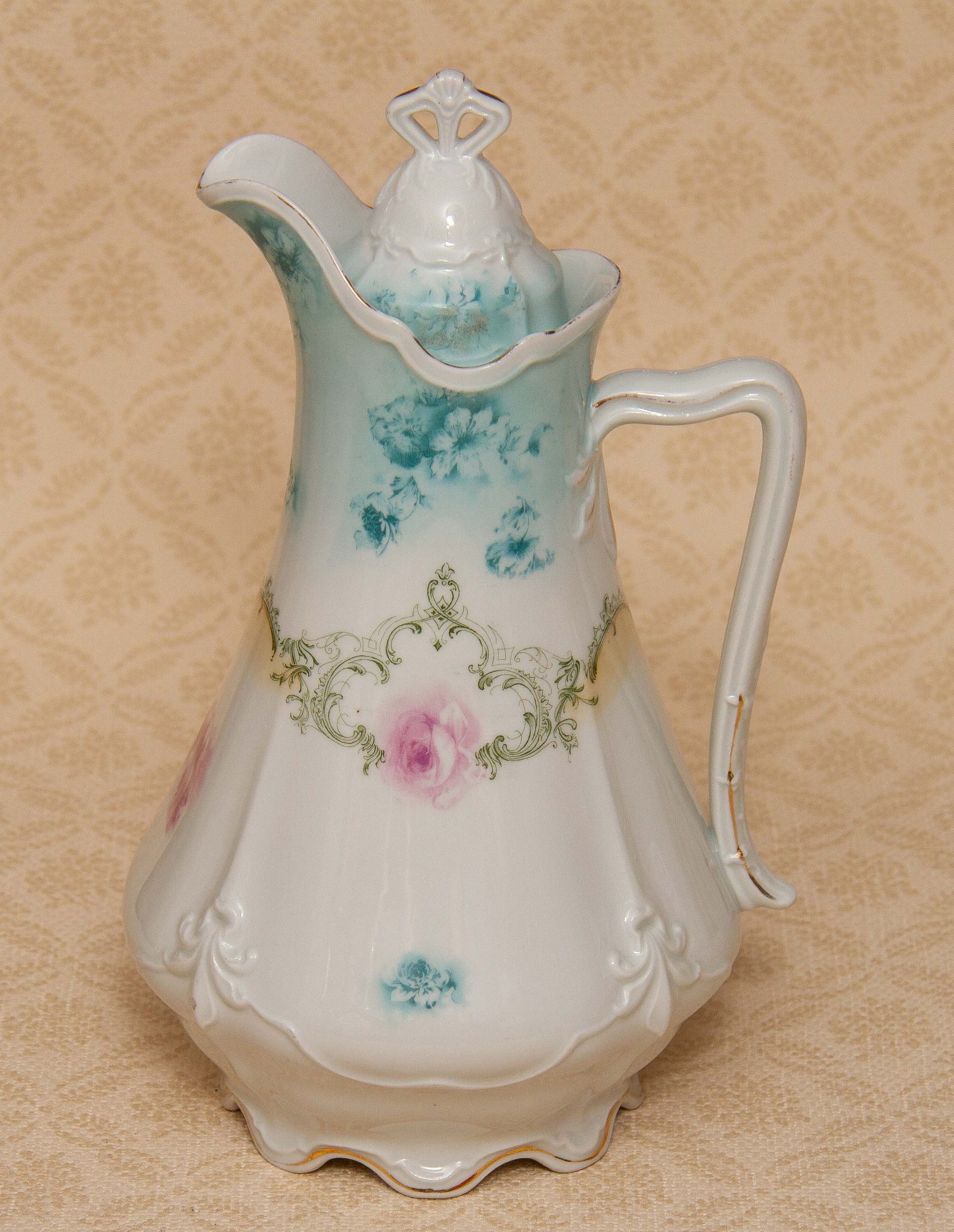 Very Rare Hermann Ohme Carmen German Porcelain Antique Tea Pot Pink and ...