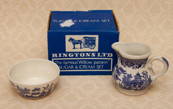 Vintage Ringtons Creamer Jug and Sugar Bowl Set Blue & White Willow ...
