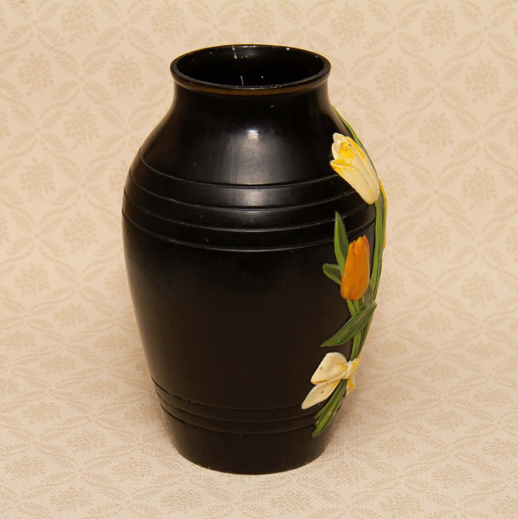 Brentleigh Ware Marden Large Black Vase Tulips Design 1950's ...