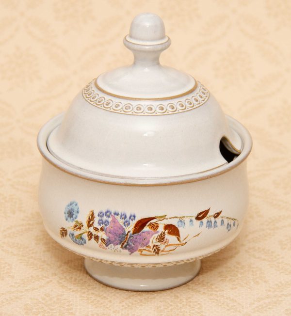 Denby Lorraine Lidded Sugar Bowl Pink Butterfly Stoneware Pottery ...