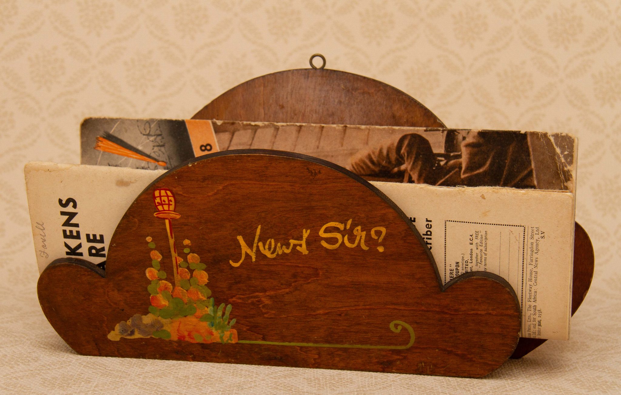 1930's 40's Vintage Wooden Newspaper Magazine Rack Holder "News Sir ...