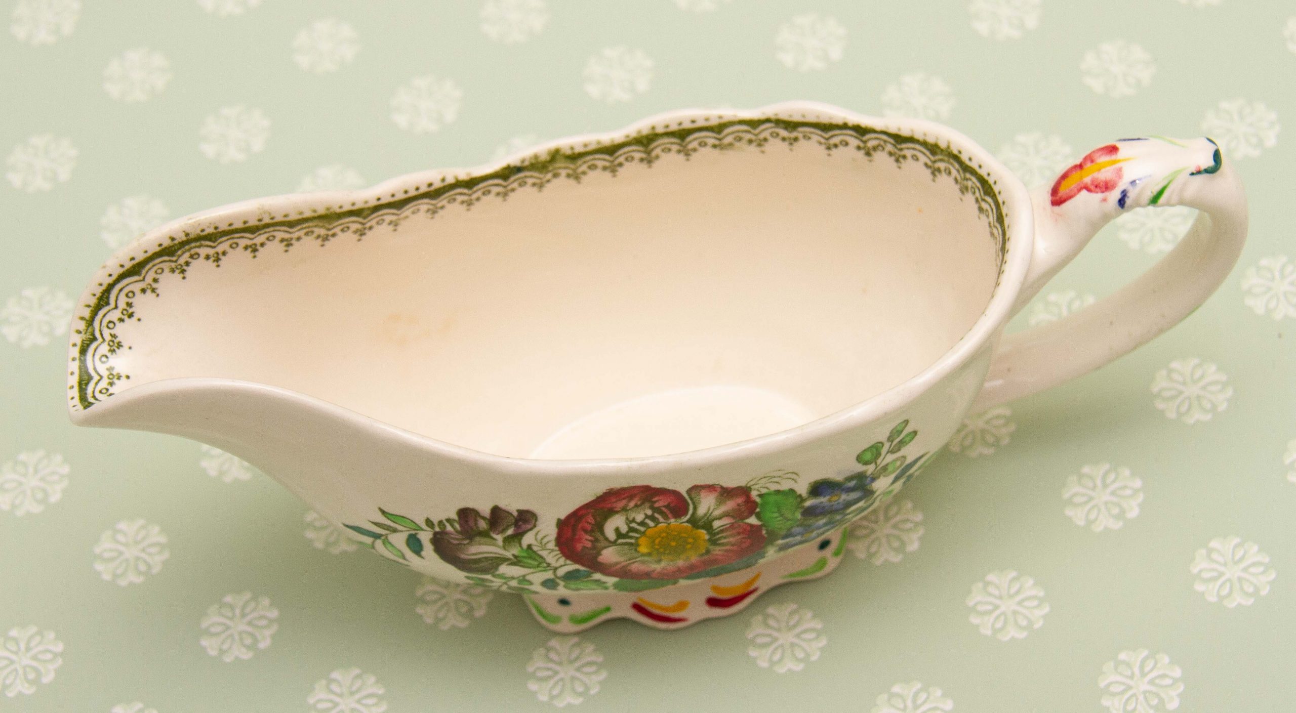 Vintage Masons Ironstone Paynsley Gravy Boat Sauce Jug Floral Green ...