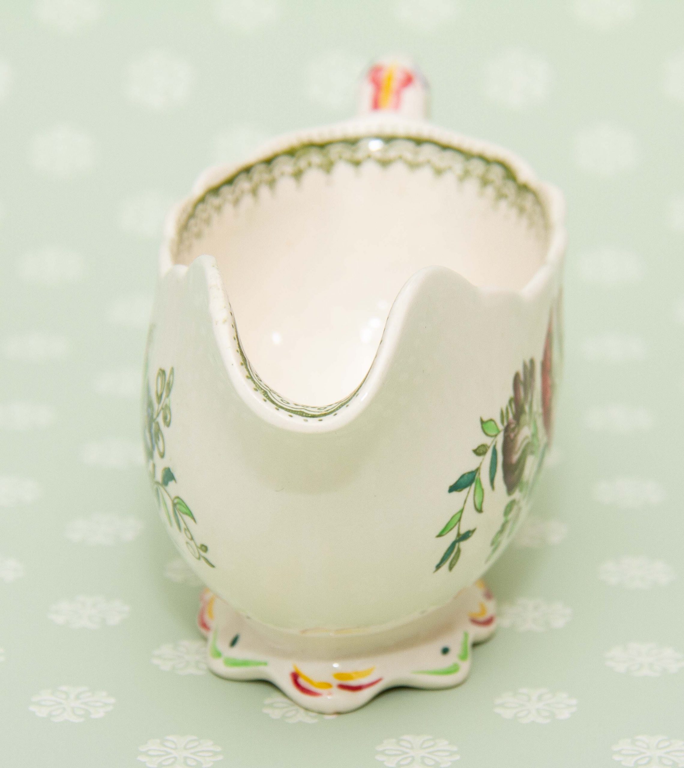 Vintage Masons Ironstone Paynsley Gravy Boat Sauce Jug Floral Green ...