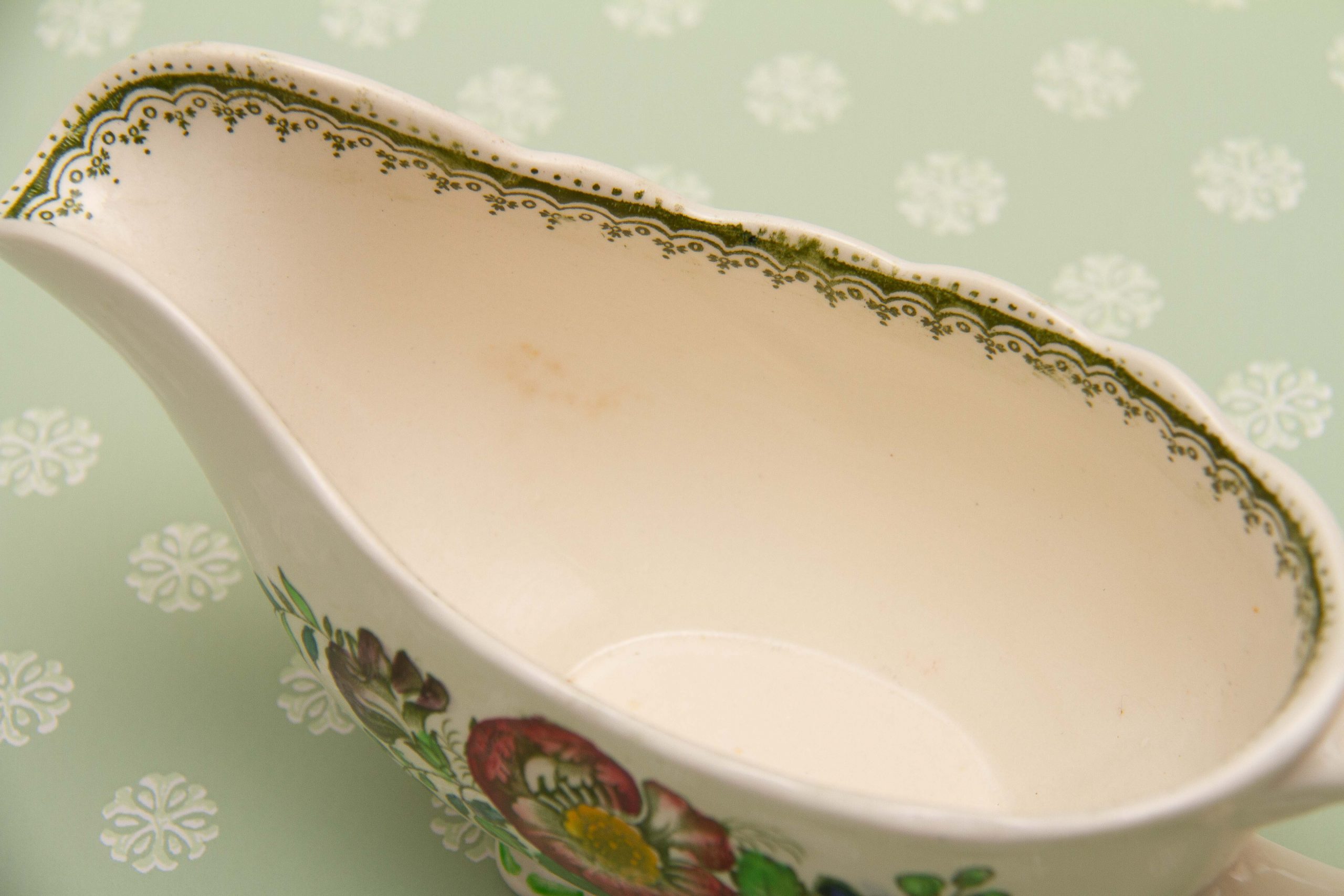 Vintage Masons Ironstone Paynsley Gravy Boat Sauce Jug Floral Green ...