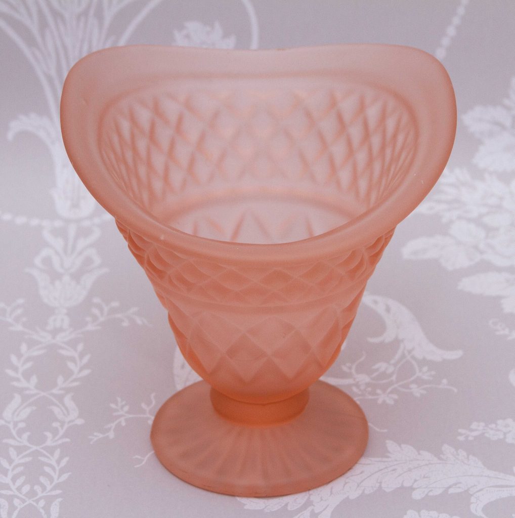 Large Art Deco Pink Frosted Vintage Glass Vase - Love Vintage