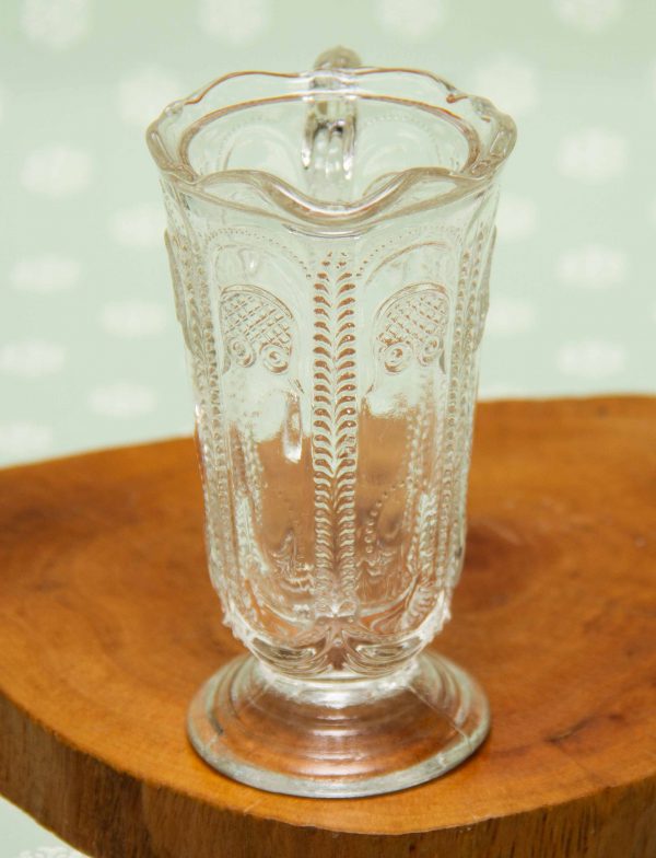 Small Narrow Art Deco Clear Glass Jug - Love Vintage
