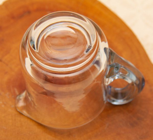 Small Clear Glass Jug With Blue Glass Handle - Love Vintage