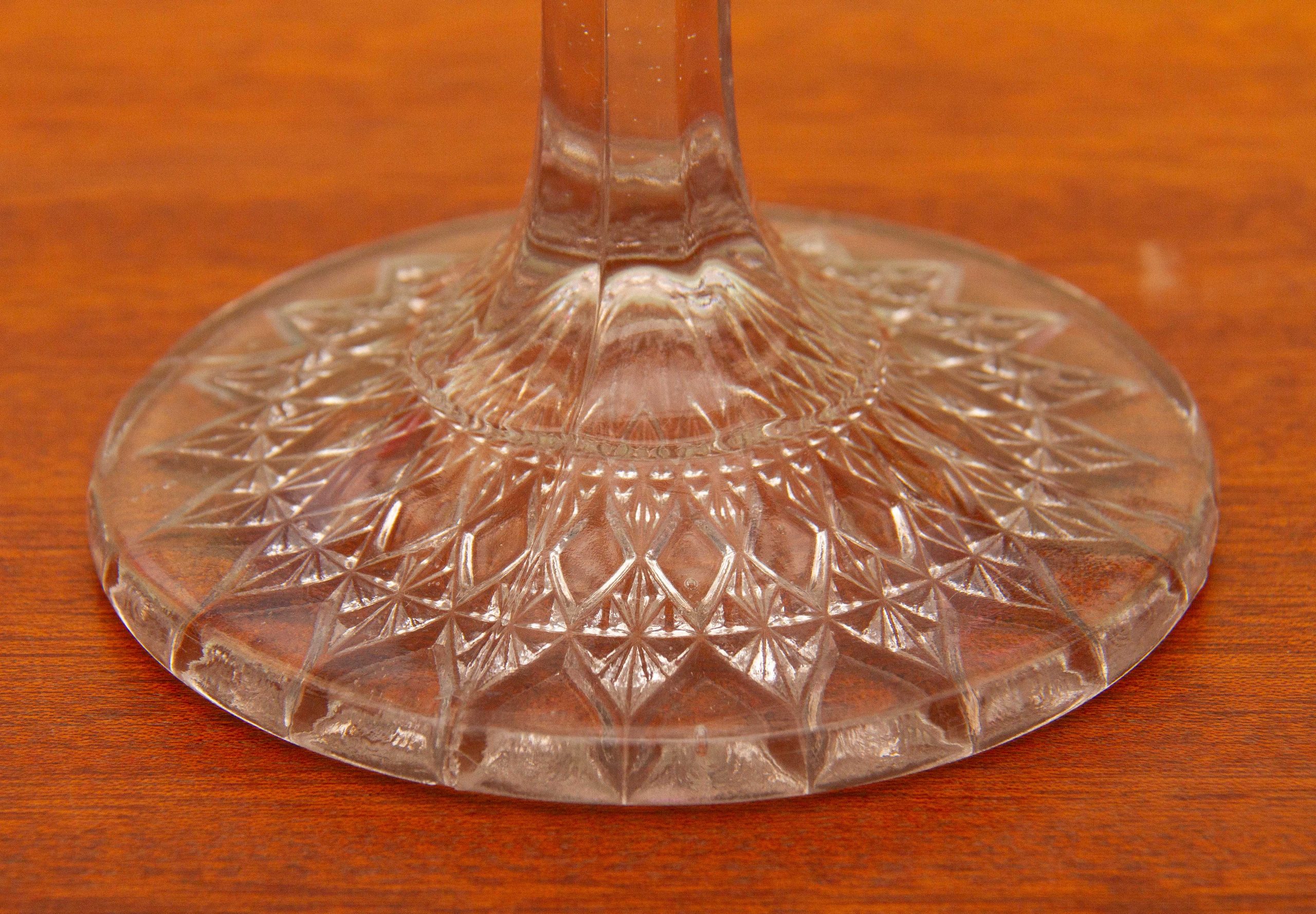 Tall Pedestal Glass Tazza With Decorative Frilled Edge, Vintage Serving ...